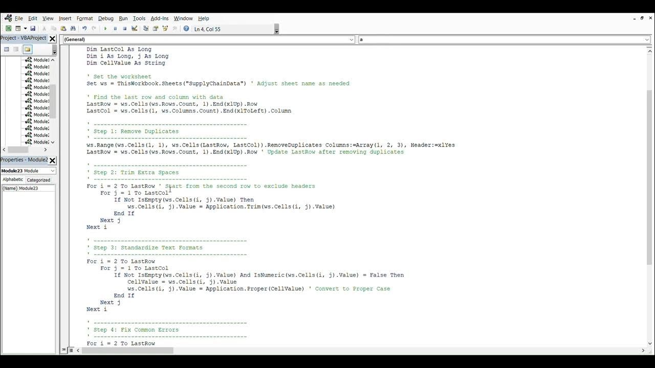 Supply Chain Analysis with VBA Automation 89 Automate Data Cleaning ...
