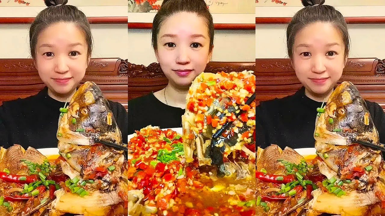 ASMR SPICY BIG FISH HEAD EATING SOUND | Fish Curry & Fish Fry Eating ...