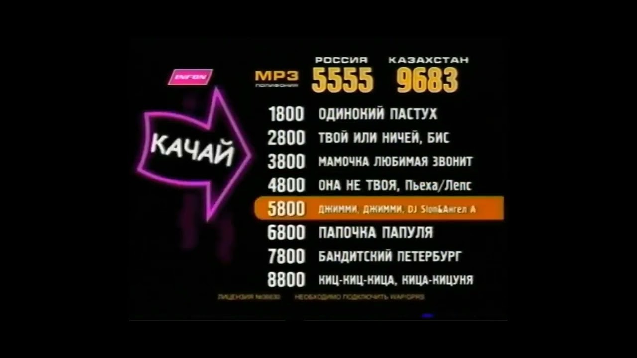 INFON MP3 (код) Россия 5555, Казахстан 9683. - YouTube