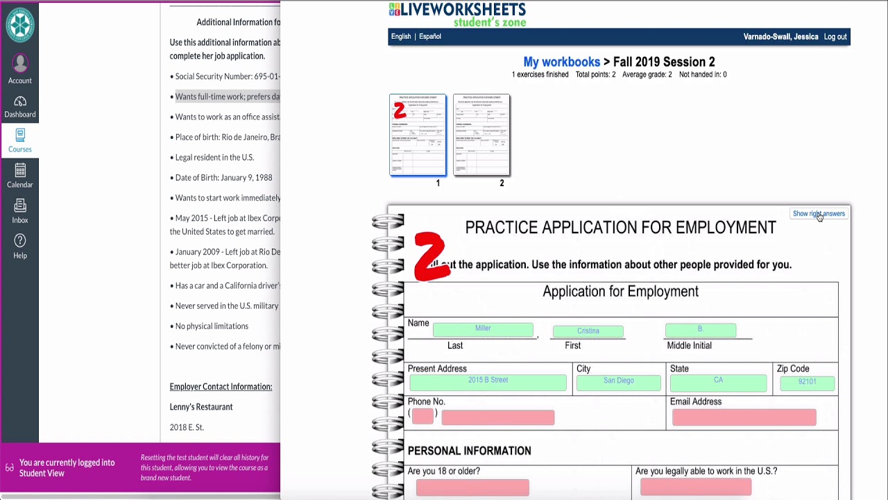 Job Application Live Worksheets Tutorial - YouTube