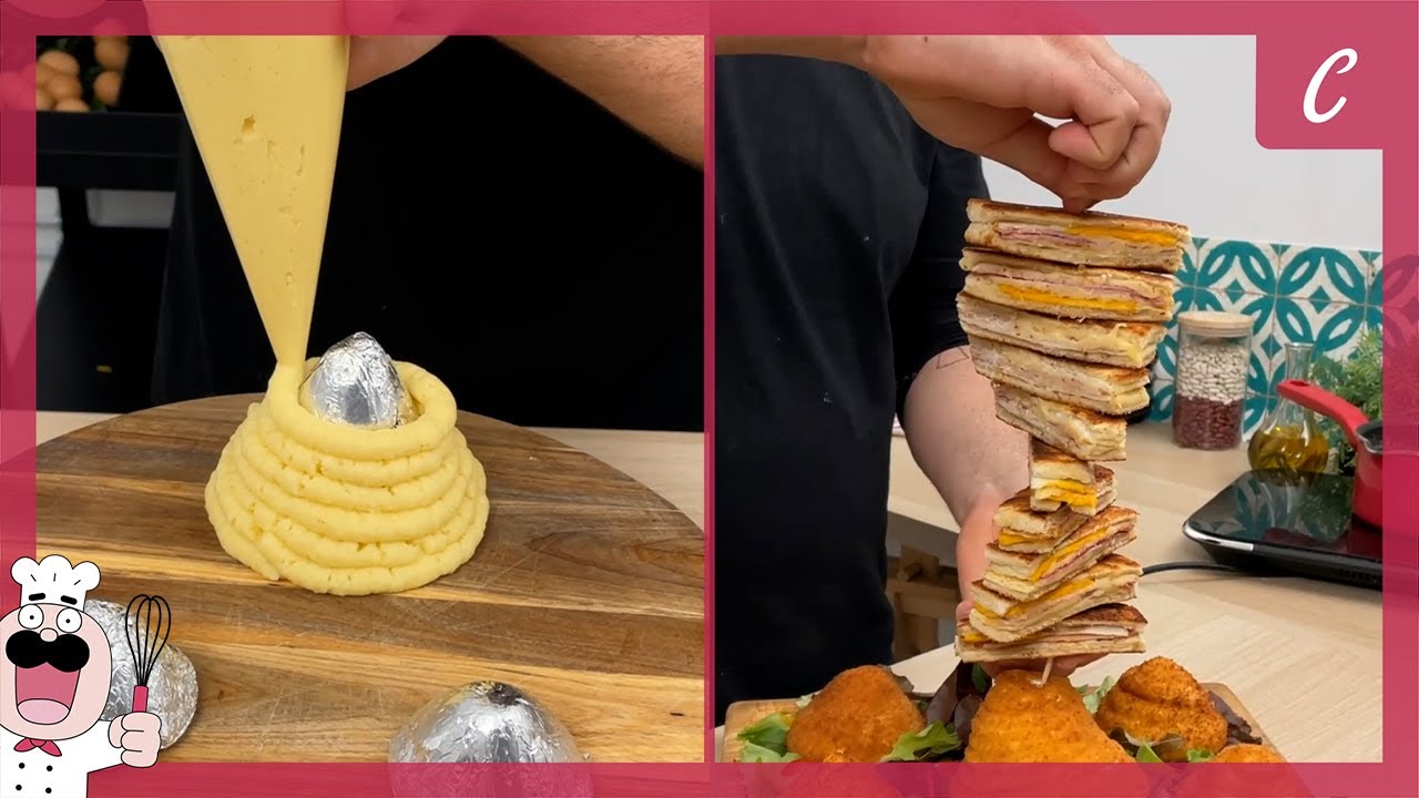 How to Make a Ham and Cheese Sandwich Tower with Cheese Fondue 🧀 - YouTube