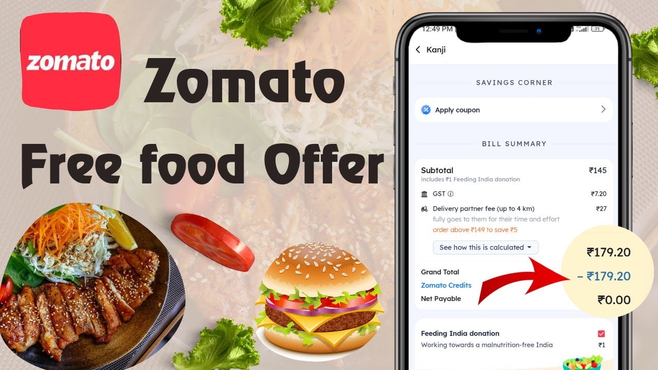 Zomato Free Food Offer / Zomato free order trick / Zomato free delivery ...