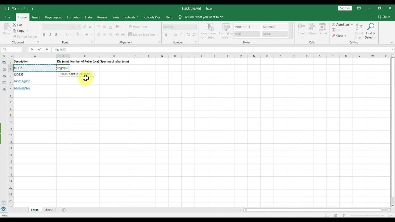 3 Function Left,Right,Mid using in Quantity surveyorLeft,Right,Mid in ...