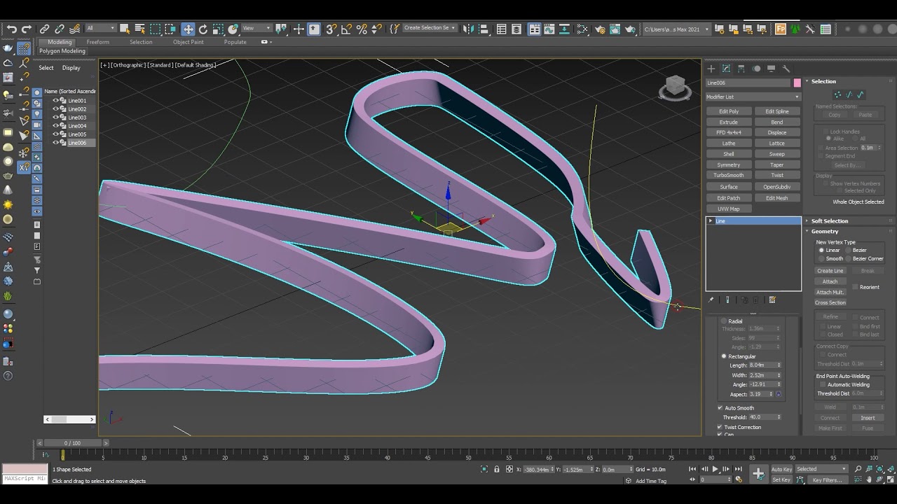 3ds Max شرح Edit Spline الجزء الاول الخلاصه Youtube