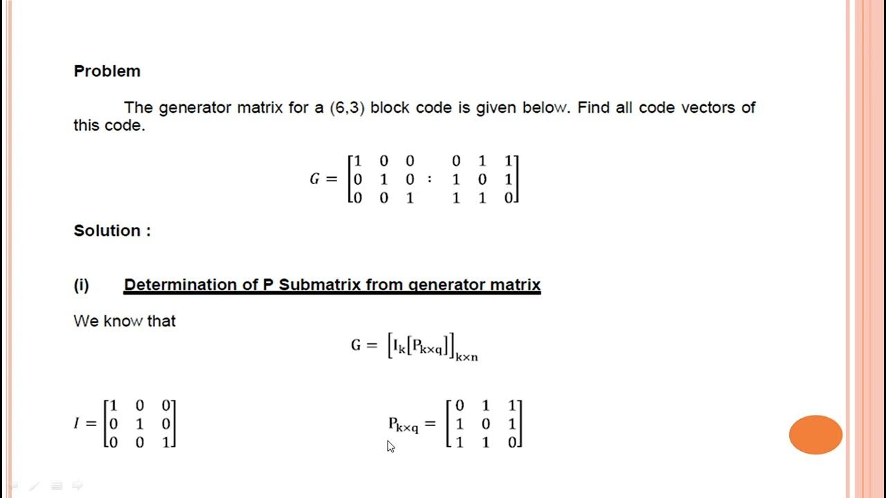 Linear Block Code Youtube