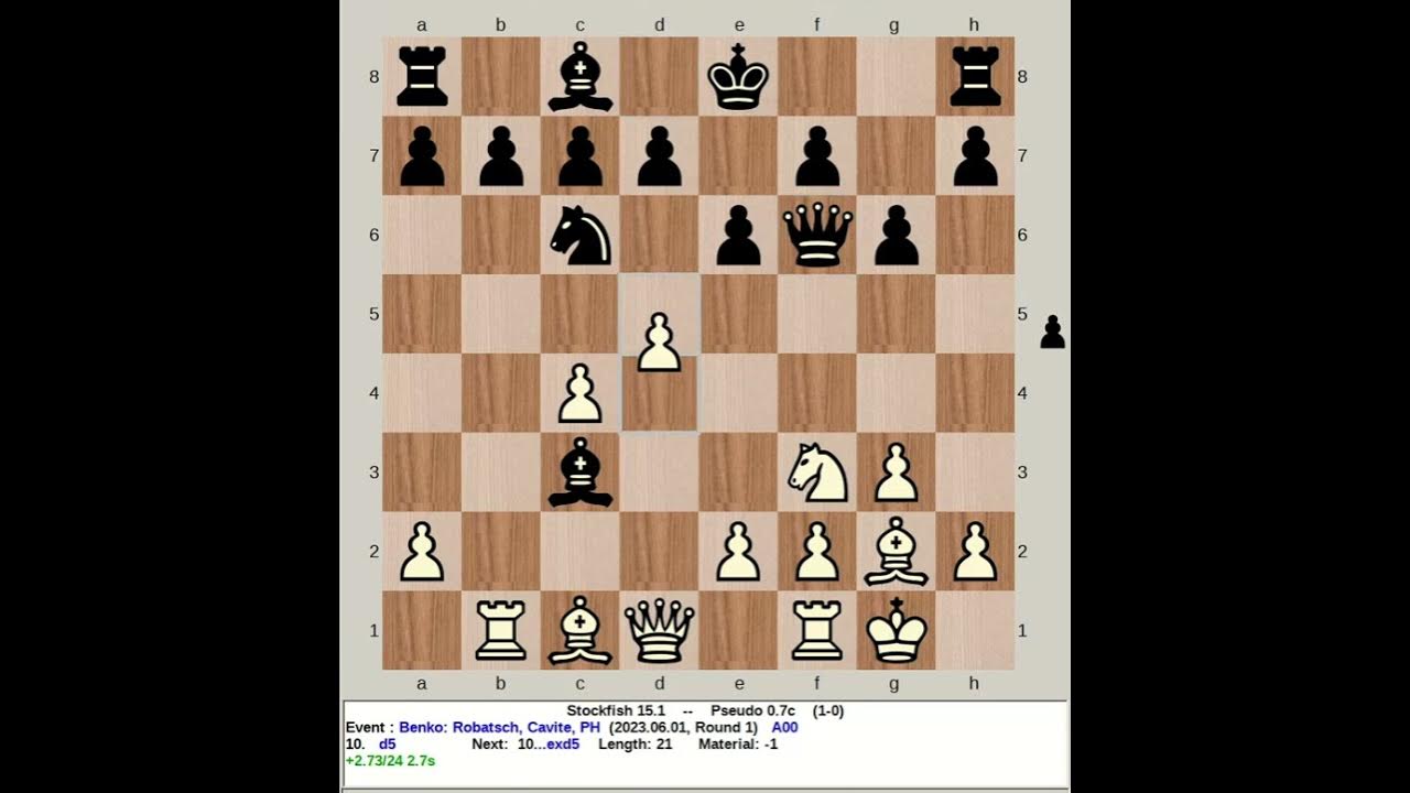 Stockfish 15.1 vs Pseudo 0.7c | Benko: Robatsch, GrandMonster Chess ...
