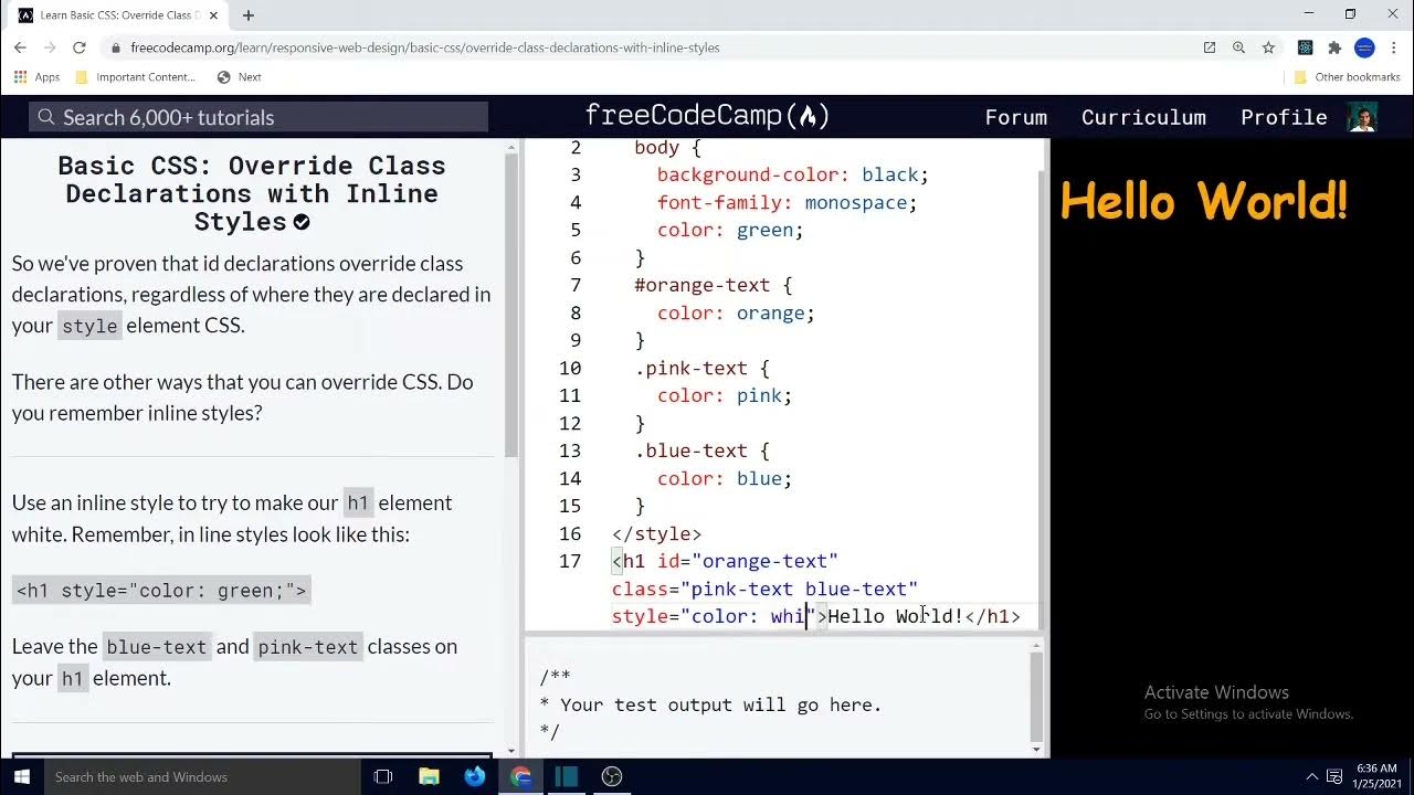 Override Class Declaration With Inline Styles Youtube