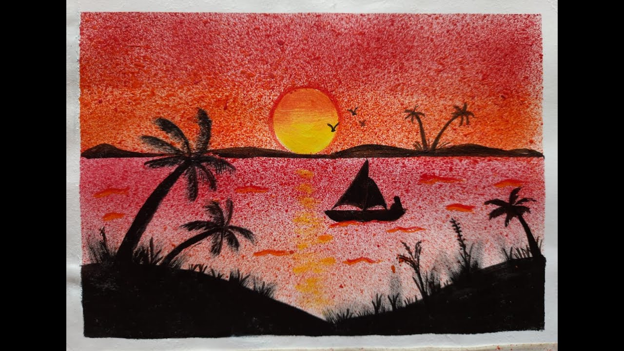 Spray Painting with Toothbrush for Beginners// step by step // sunset ...