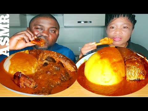 AFRICAN FOOD/YELLOW FUFU AND WHITE FUFU WITH TILAPIA PEPPER SOUP # ...