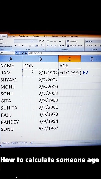 How to Calculate someone Age by his Dob in Excel - YouTube