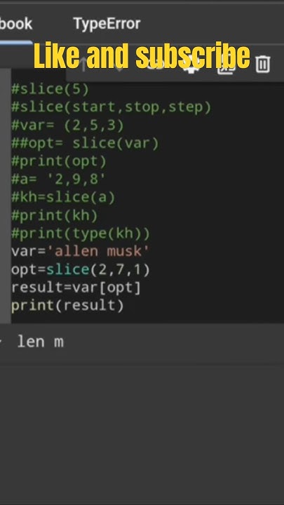 Slice built in function python - YouTube