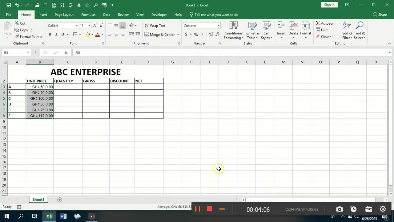 MS EXCEL ADD, SUBTRACT, MULTIPLY, DIVIDE - YouTube