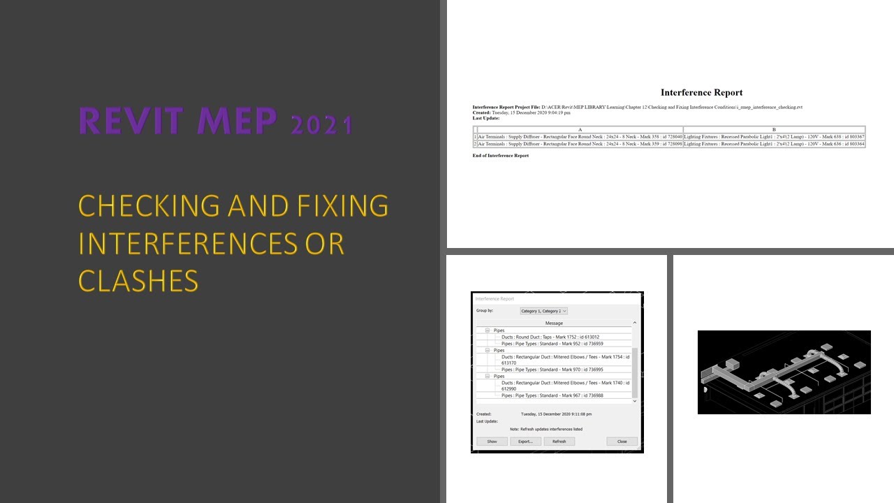 REVIT MEP 2021 - STEP BY STEP TUTORIAL 21 - CHECKING AND FIXING INTERFERENCE CONDITIONS - YouTube