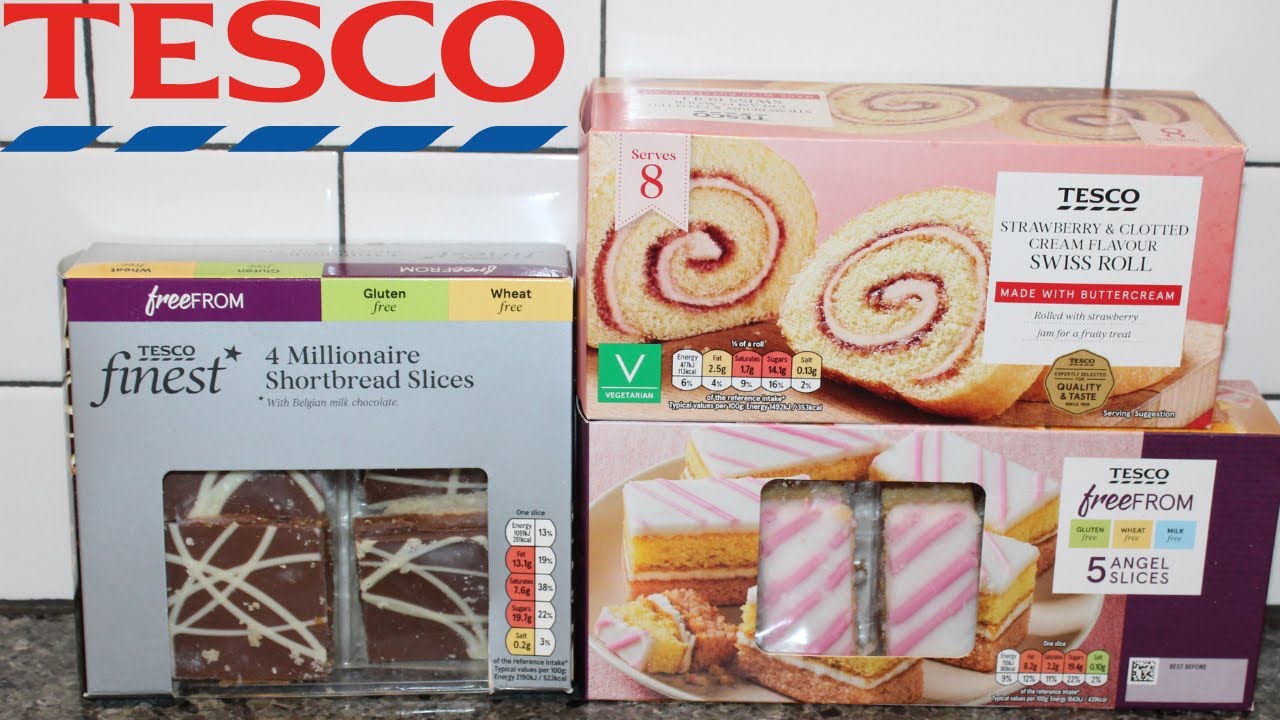 Tesco Millionaire Shortbread Slices, Strawberry & Clotted Cream Swiss ...
