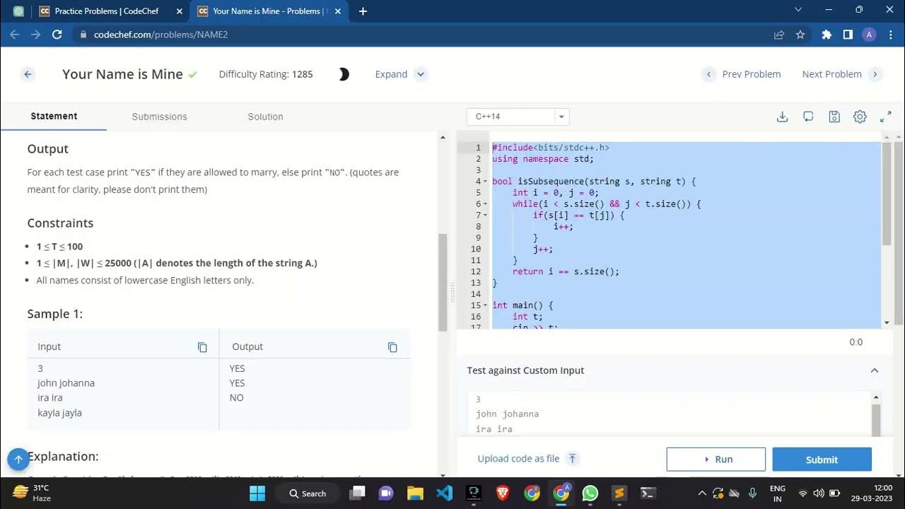 Your Name is Mine || CodeChef - YouTube