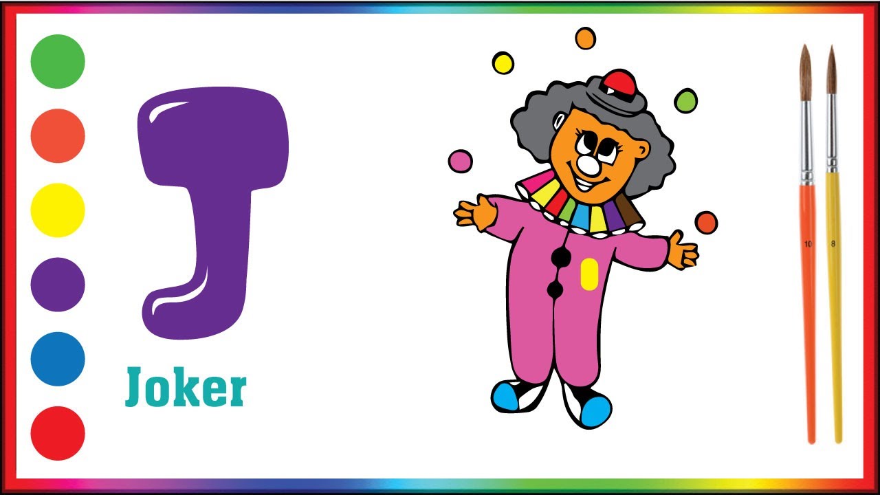 How to draw Joker, Drawing Jocker and coloring For Kids, Simple drawing ...