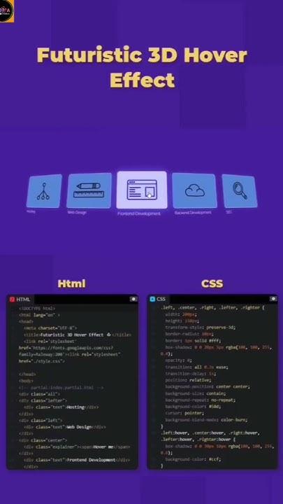 3d Hover Effects Futuristic 3d Hover Effects Css Csshovereffect Coding Htmlcss 3deffects
