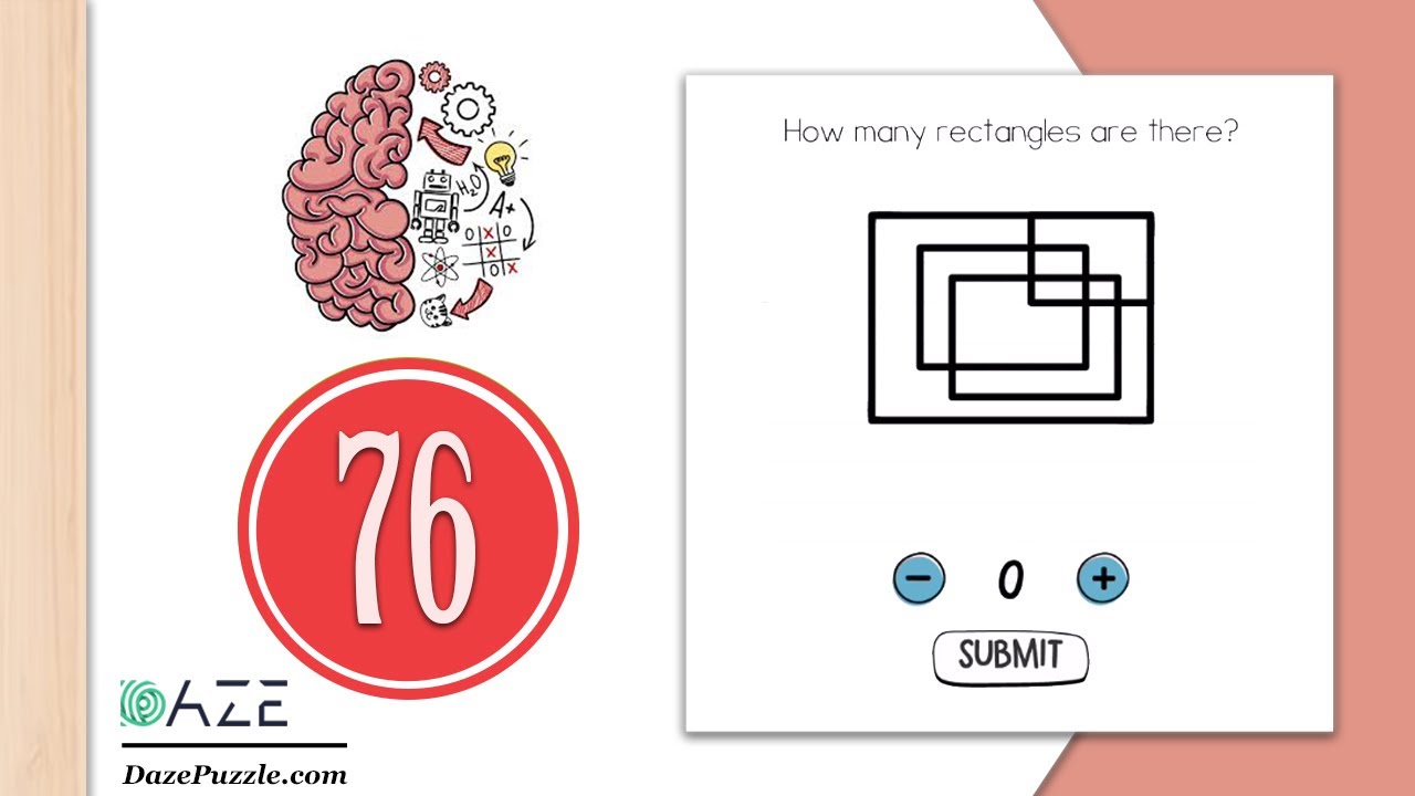 Brain Test Level 76 How many rectangles are there Answer - YouTube