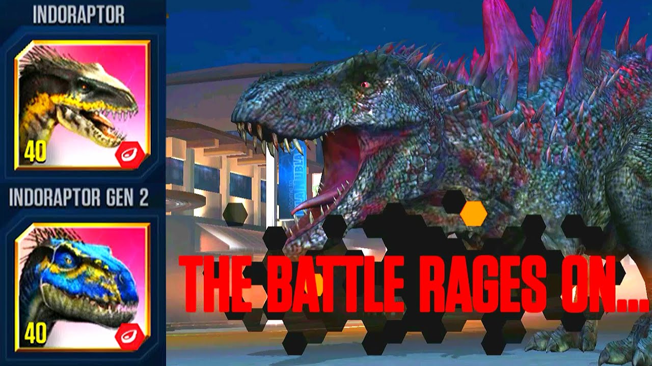 SUPER HARD WIN INDORAPTOR VS MORTEM REX | JURASSIC WORLD THE GAME - YouTube