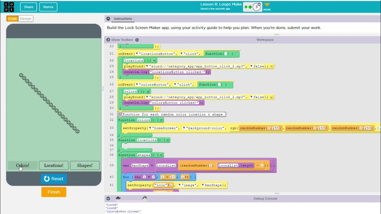 code.org unit 5 lesson 8 loops Randomizer part 3 of 4 - YouTube