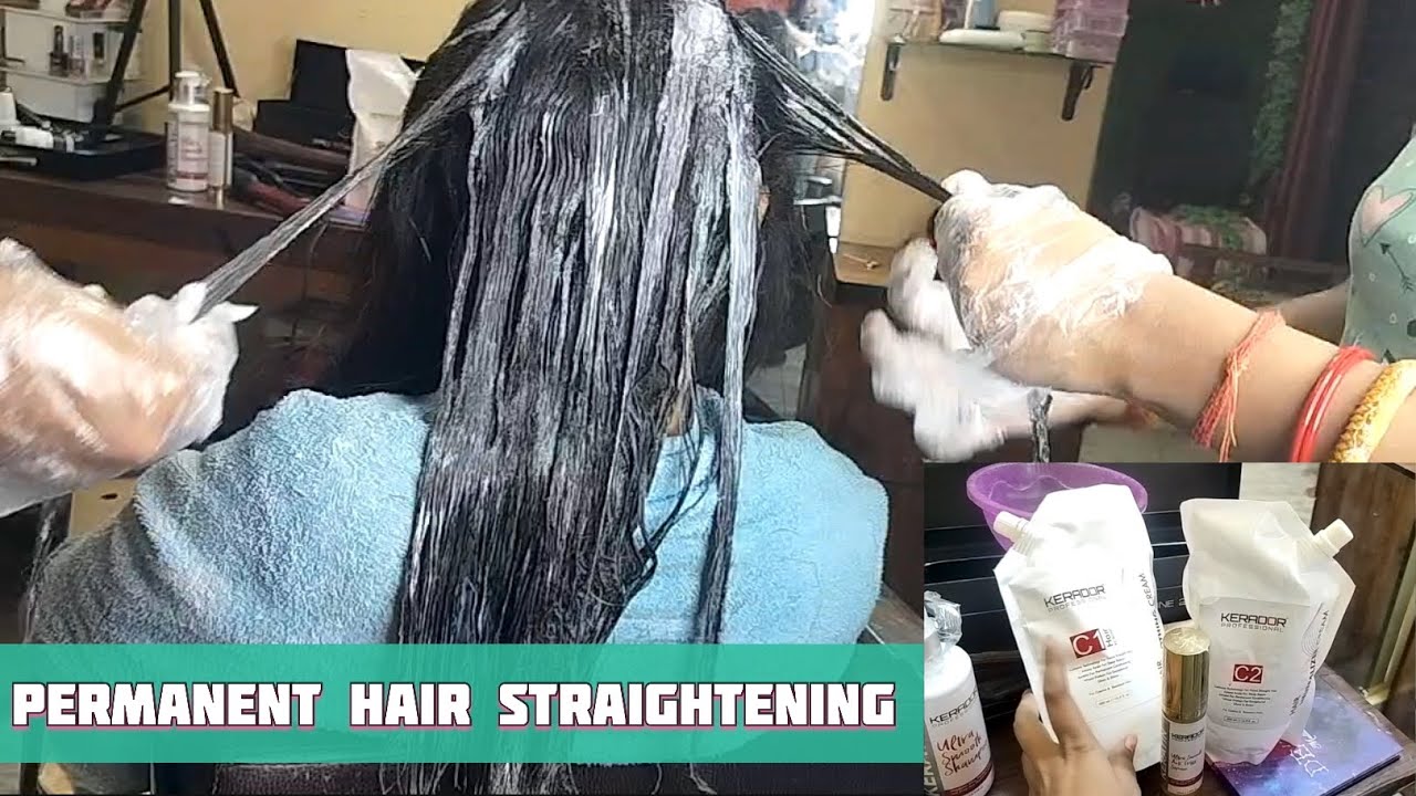 Women’s Permanent Hair Straightening Process Step by step | Hair ...