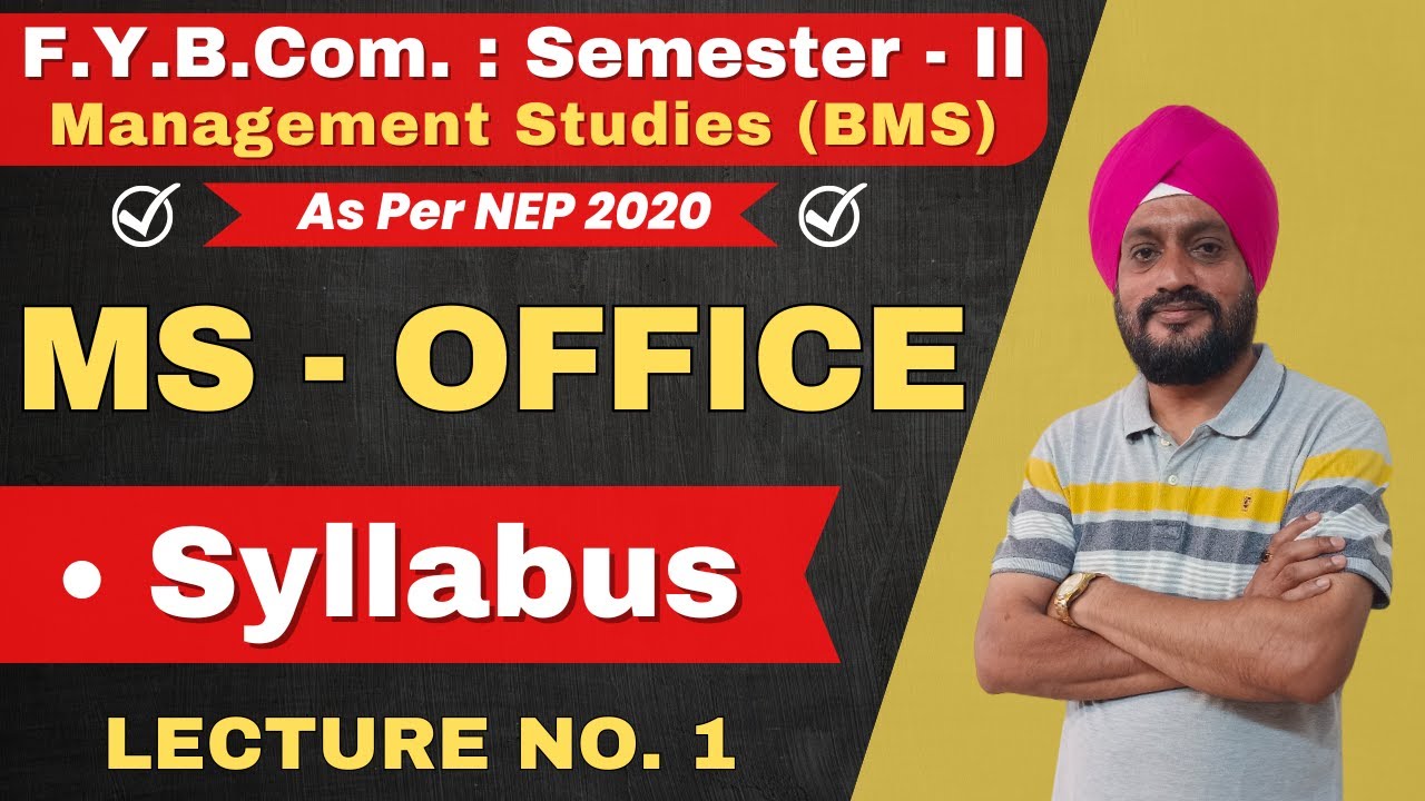 MS OFFICE | F.Y.B.Com. : Semester - 2 | Management Studies | Syllabus ...