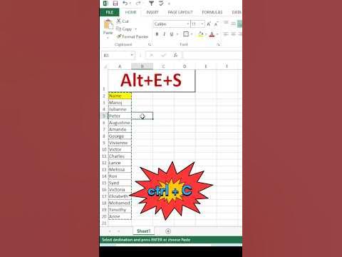 Mastering Excel Transpose Function: Alt+E+S and Ctrl+C for Copying Data | Tutorial |#excel - YouTube