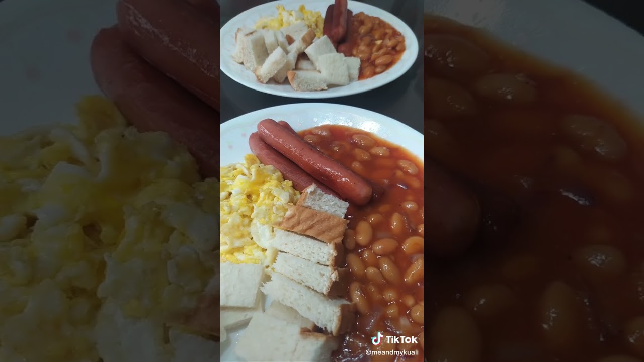 #shorts Breakfast Set Sosej + Bake Beans + Bread #sosej # ...