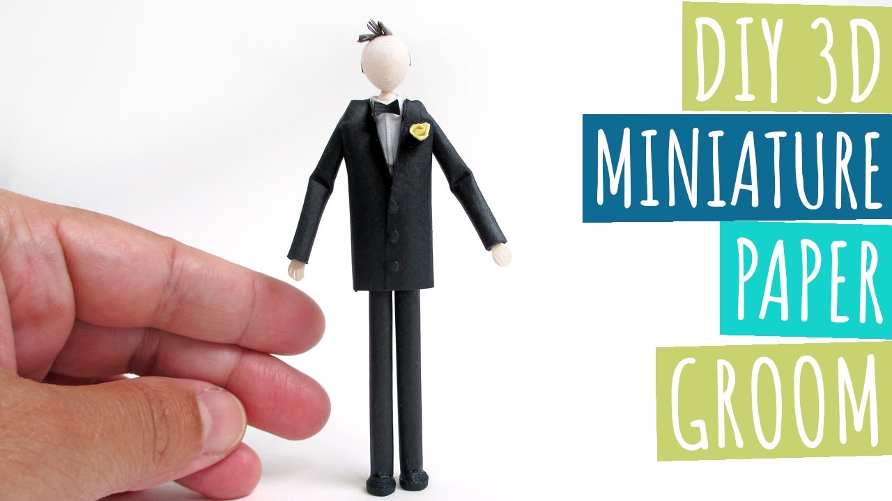 DIY 3D Miniature Paper Groom | Paper Crafts | 3D Quilling Paper Doll ...