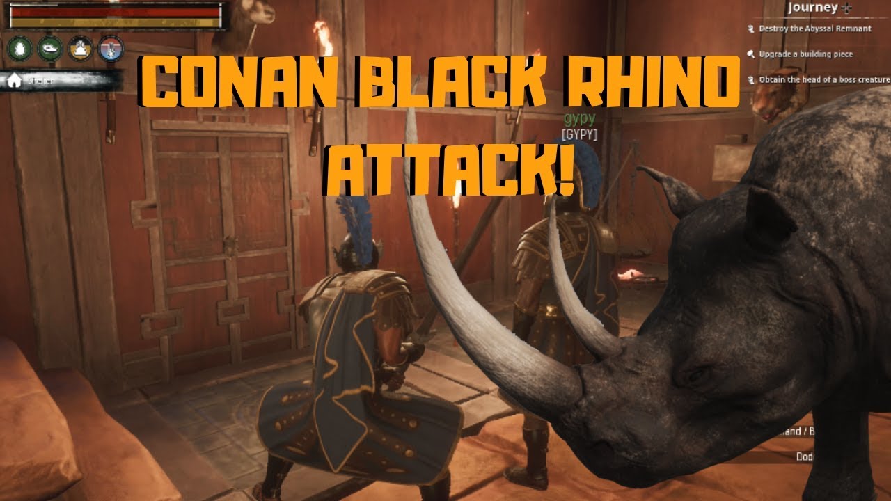 CONAN EXILES BLACK RHINO ATTACK! - YouTube