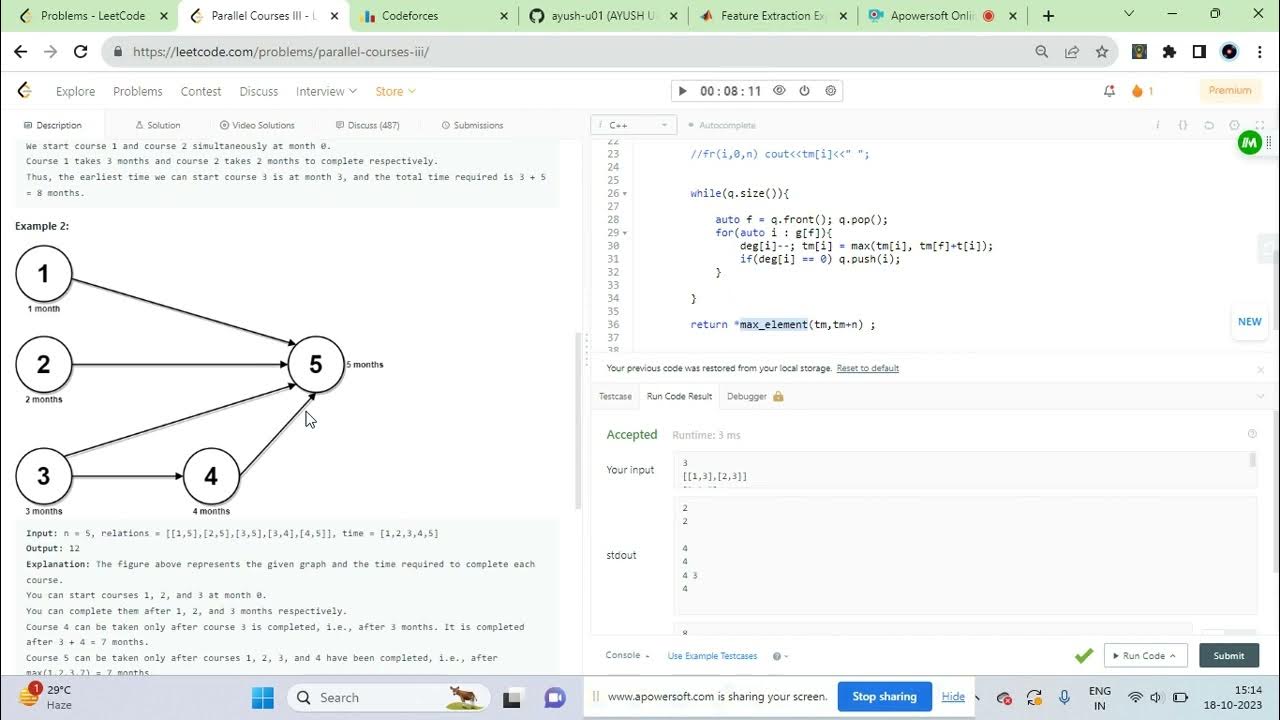 LEETCODE 2050. Parallel Courses III | LEETCODE DAILY | TOPOLOGICAL SORT | 18;10.23 - YouTube