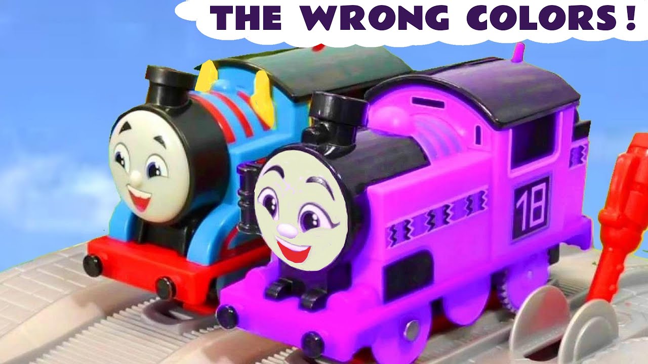 The Thomas toy trains get painted the Wrong Colors - YouTube