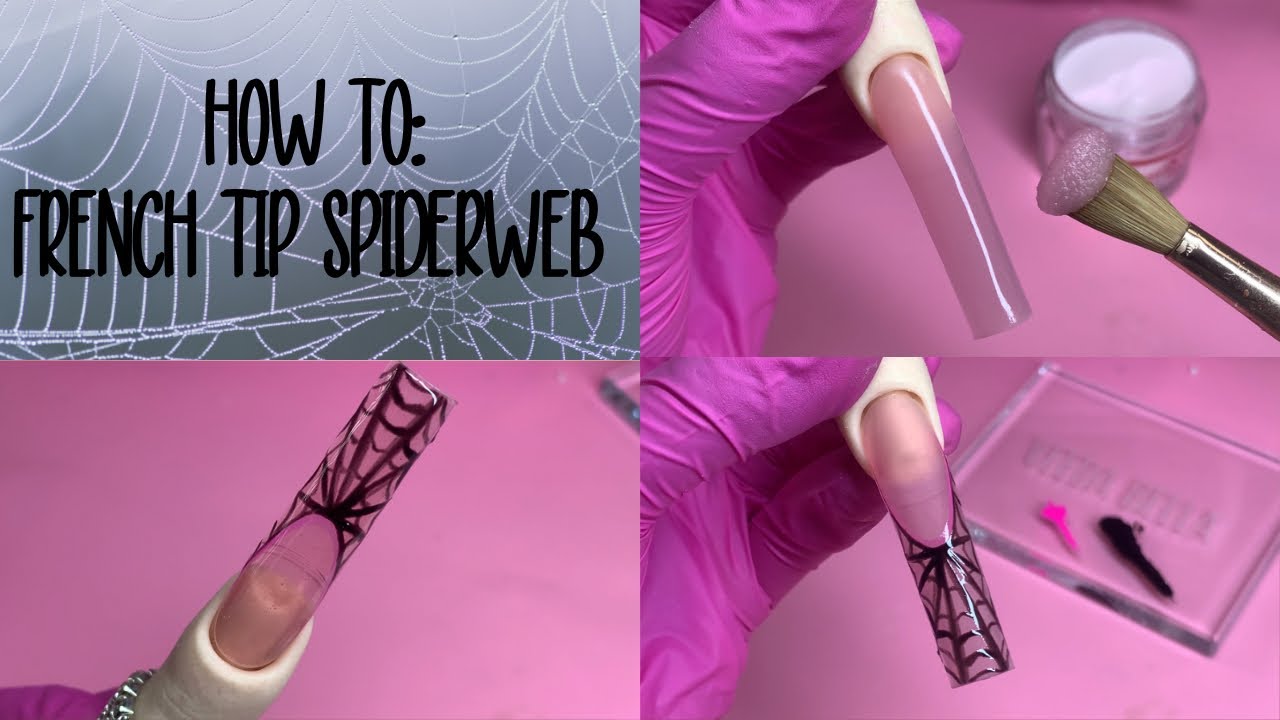French Tip Spider Web Nail Art | HOW TO NAILS | beautyxmaira - YouTube