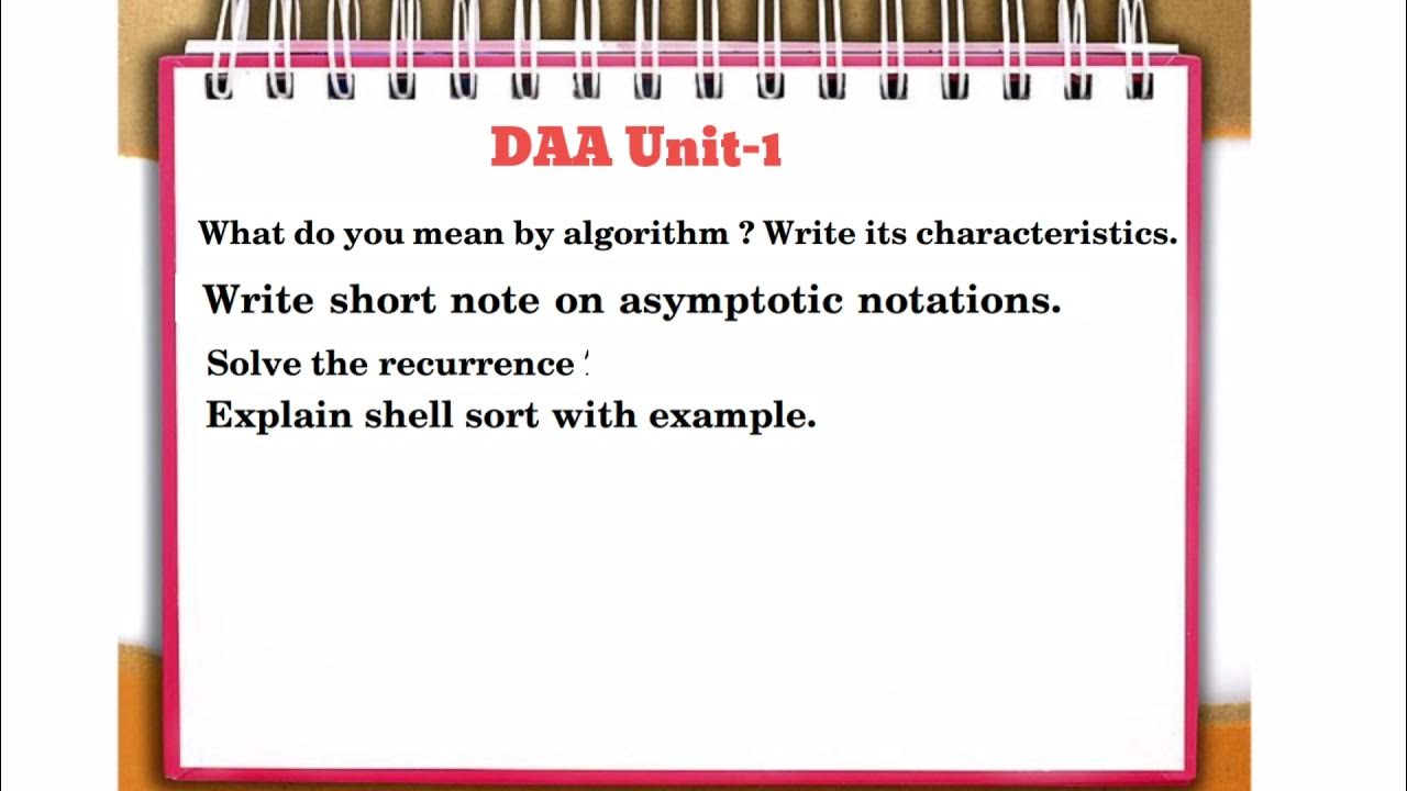 Daa Design And Analysis Of Algorithms Daa Important Questions For Aktu Unit 1 Kcs 503 Youtube