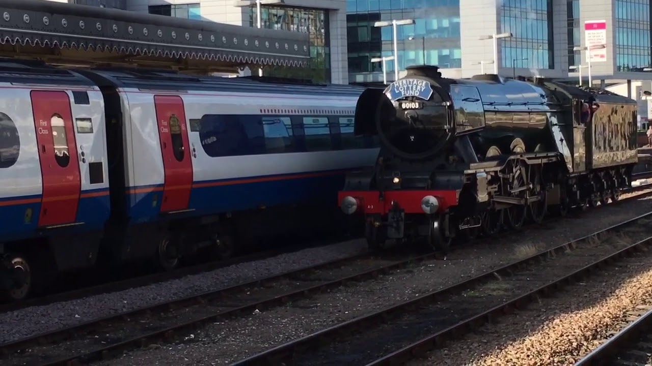 Flying Scotsman 60103 At Sheffield Coupling The NRM York Coach - YouTube