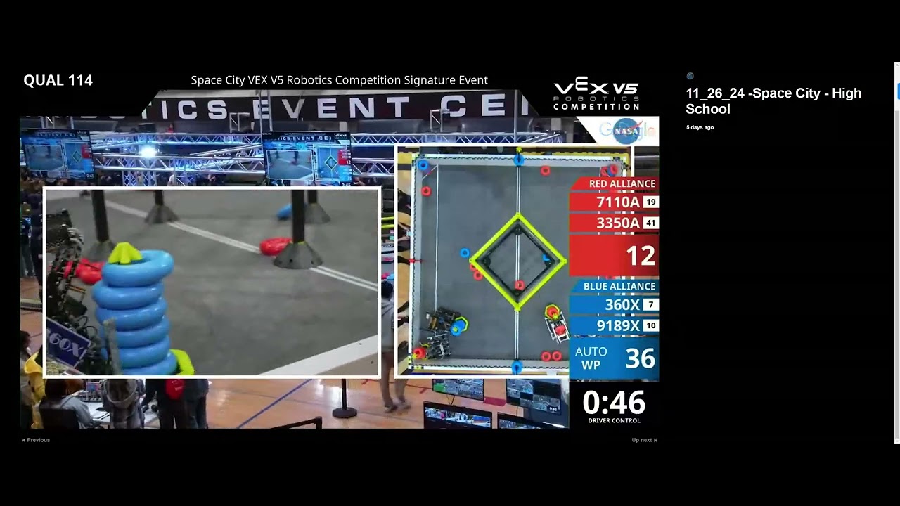 Space City VEX Competition Nov 26 2024 Qualifier 114 - YouTube