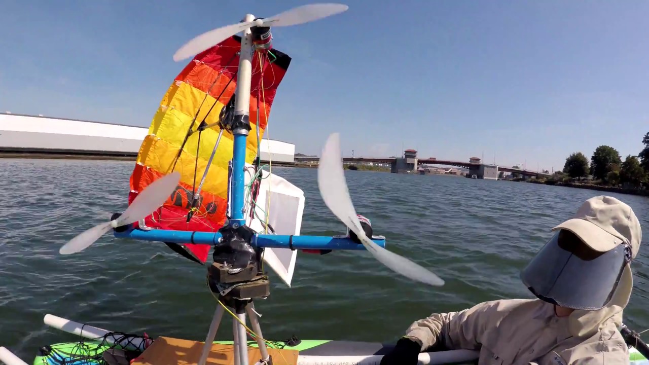K1 Kayak Project Vessel | Power Kiteboat Combination Wind Turbine Sail ...