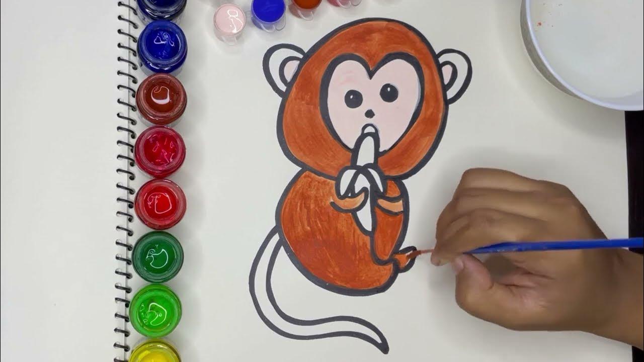 How to draw and paint Monkey 🐵for beginners Easy Monkey 🐵 drawing ...