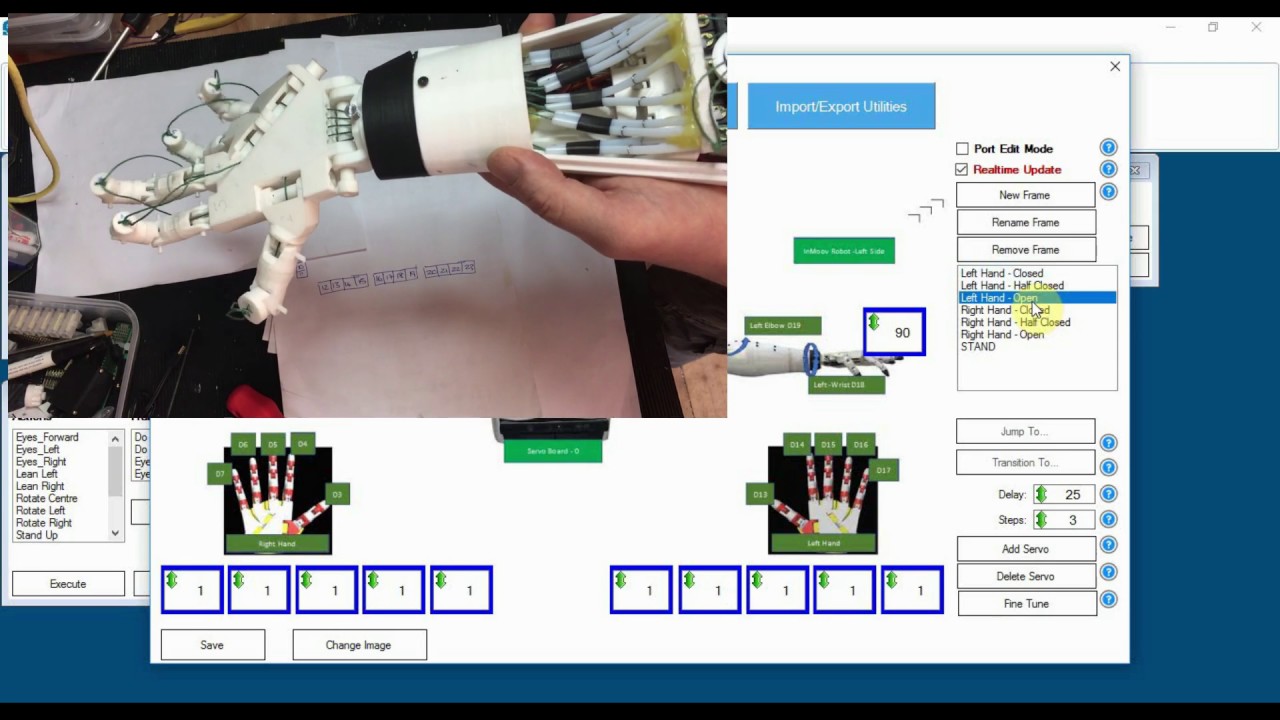 InMoov Build Part - 15 - Hands Forearms - Software Control - YouTube