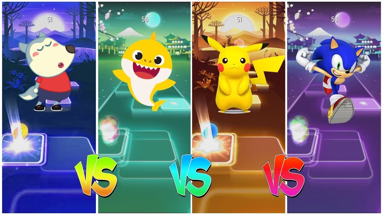 Sonic - Baby Shark - Pikachu - Wolfoo | Tiles Hop EDM Rush!! - YouTube