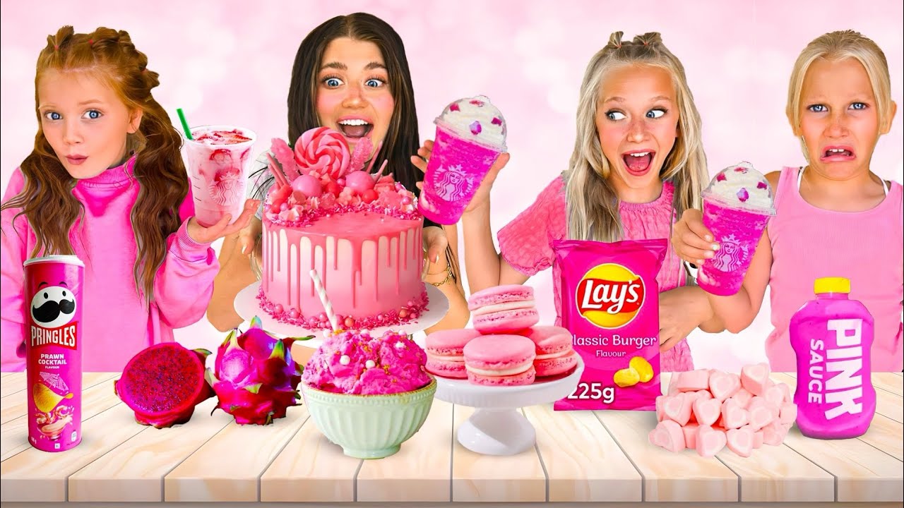 EATiNG ONLY PiNK COLOR FOOD FOR 24 HOURS 💖 - YouTube