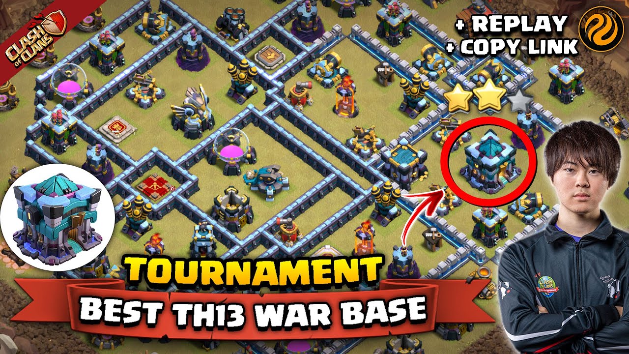 BEST TH13 WAR BASE + LINK & REPLAY | New Town Hall 13 War Design used ...