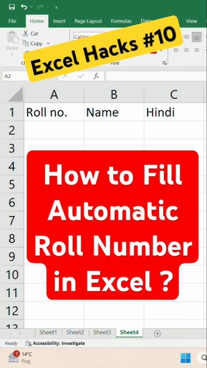 How to Fill Automatic Roll Number | serial number Automatic kaise laye Excel me #shorts #excel ...