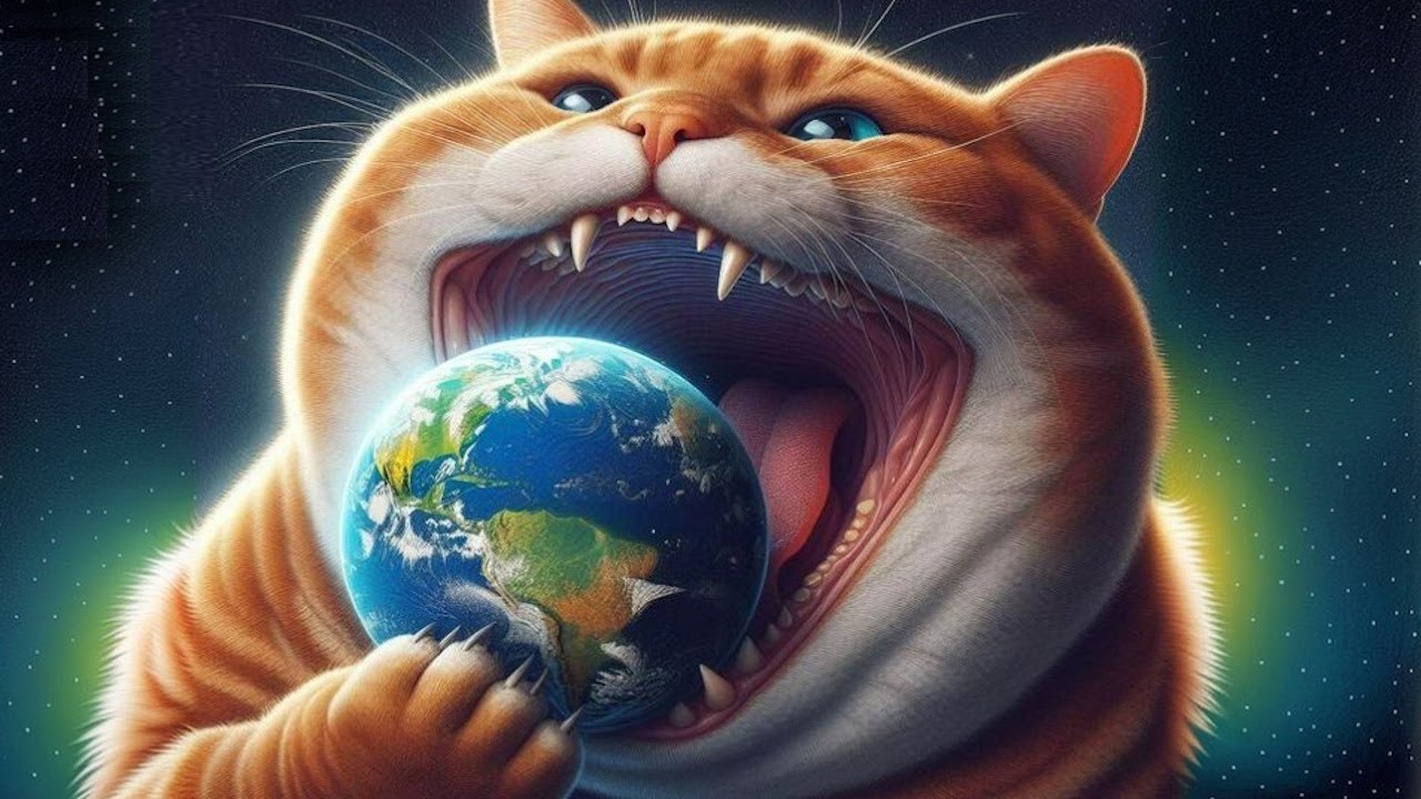 Fat Cat Cannot stop to Eat! Ginger Cat Ate Planet Earth. 🌎 😺#cat #cute ...