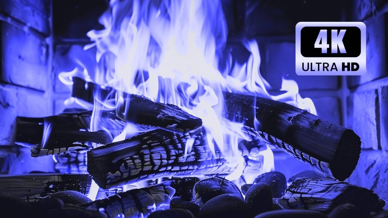 🔥 BLUE FIRE 4K UHD 🔥 Halloween Fireplace - YouTube