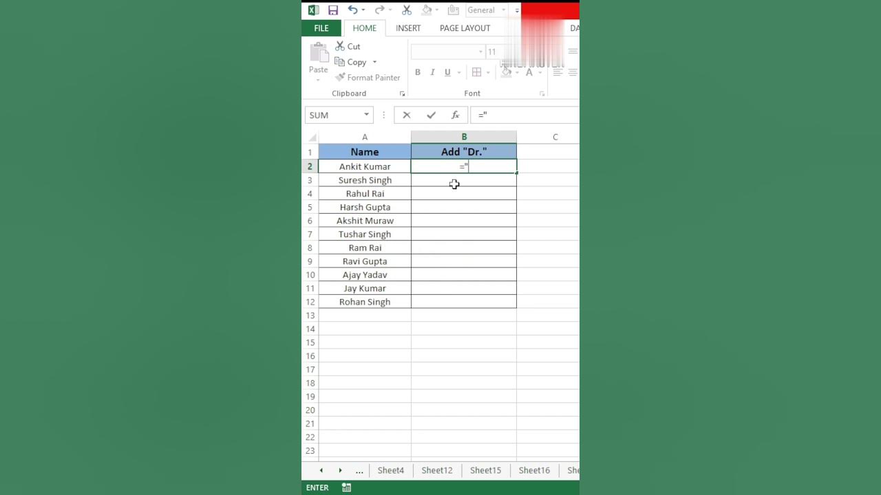 Append Dr. Infront of given name #excelforjob #excelhacks #exceltricks @LearnExcel0810 - YouTube