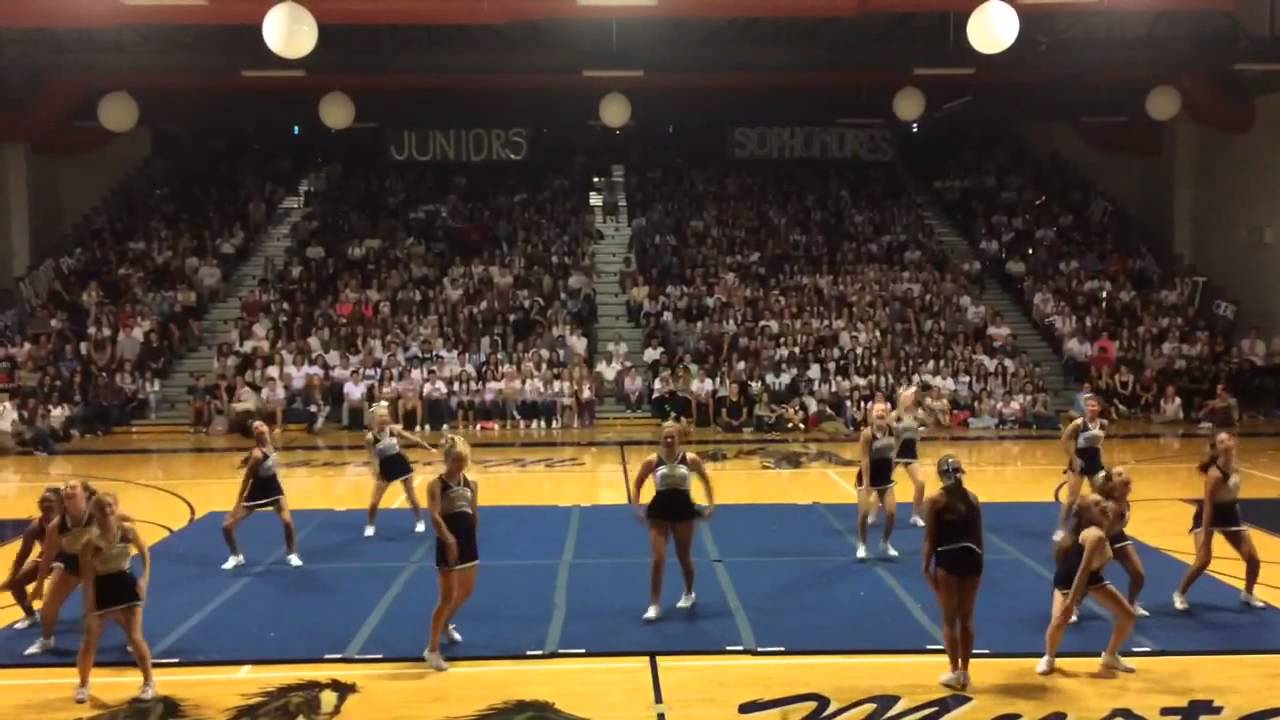 Shadow Ridge HS Varsity Cheer 2015 White Out Assembly - YouTube