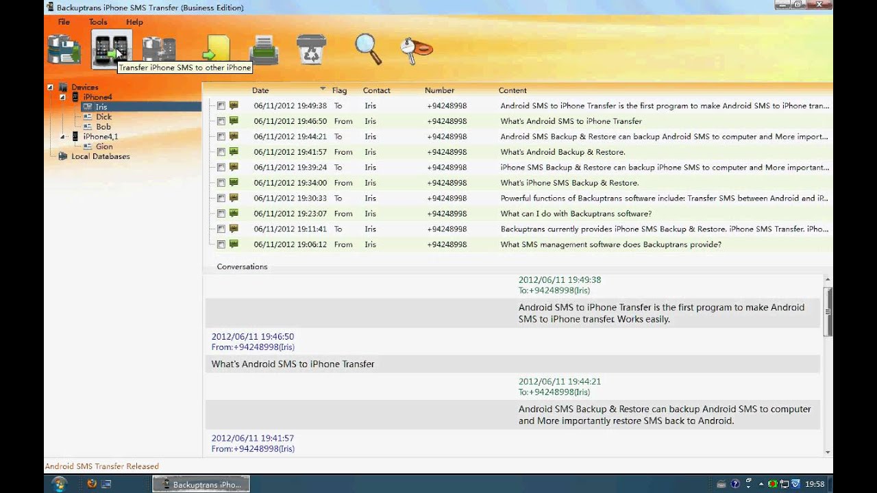 Transfer iPhone 4 SMS to iPhone 4S - YouTube