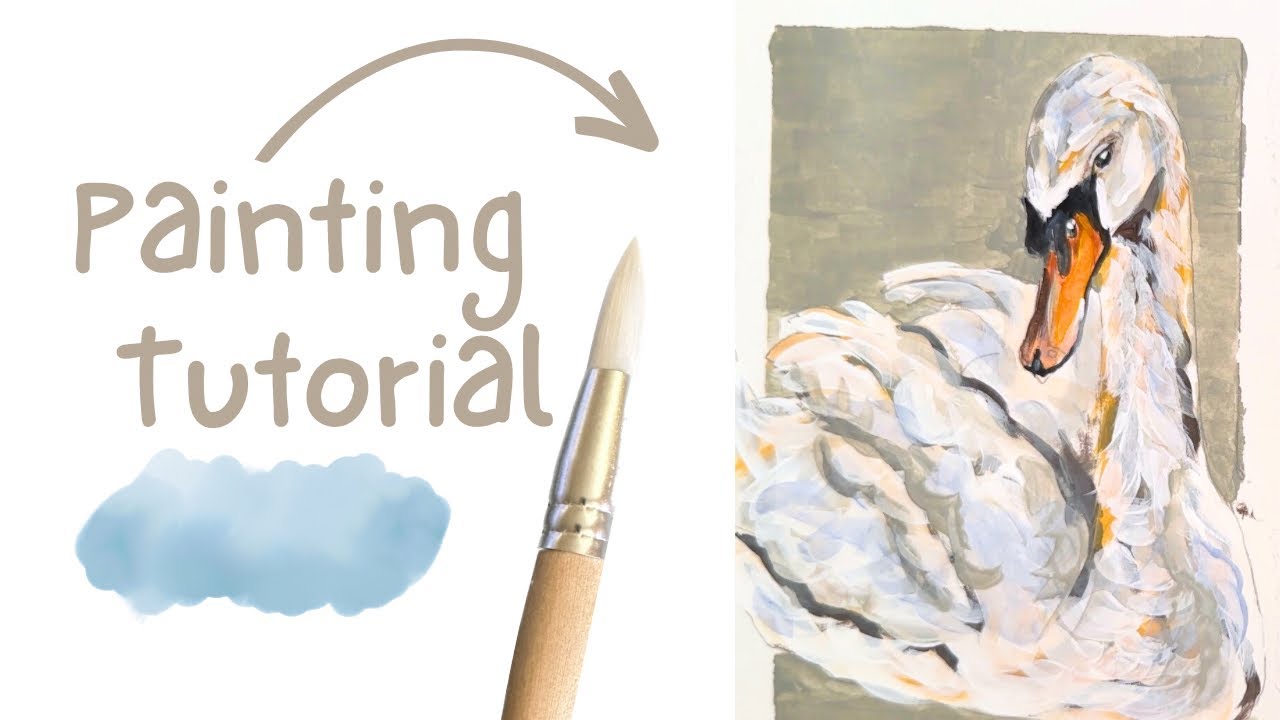 How to Paint a Swan with acrylic paints step by step real time tutorial ...