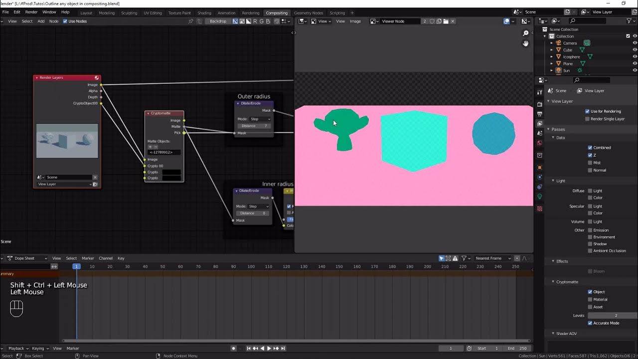 How to outline any object in compositing Blender 2.9 and 3.0 Quick Tips ...